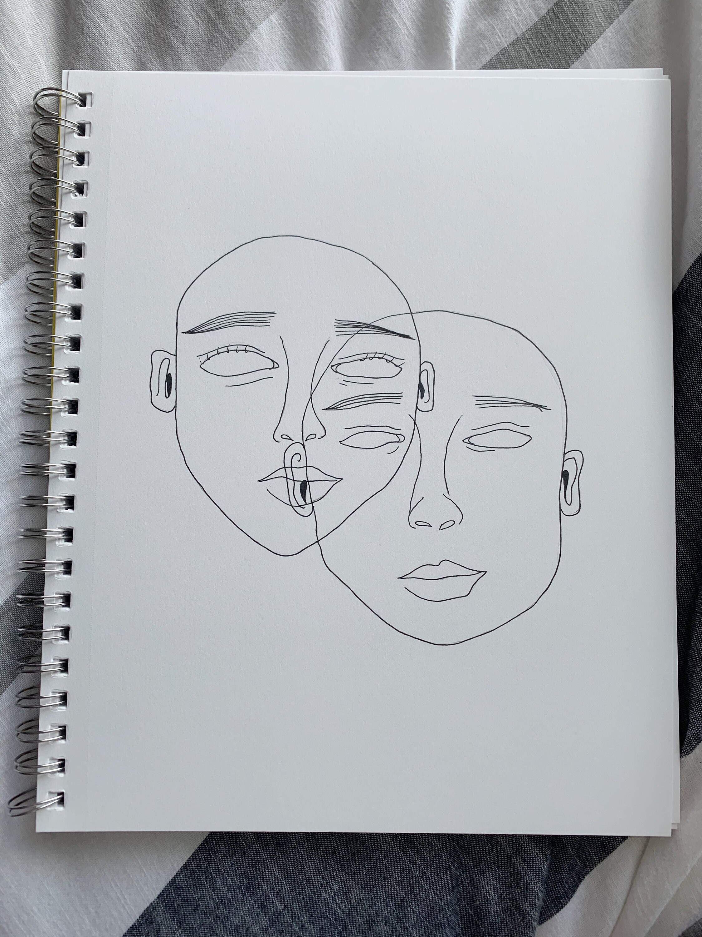 Two Faces Fine Line Art - Etsy