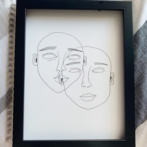Two Faces Fine Line Art - Etsy