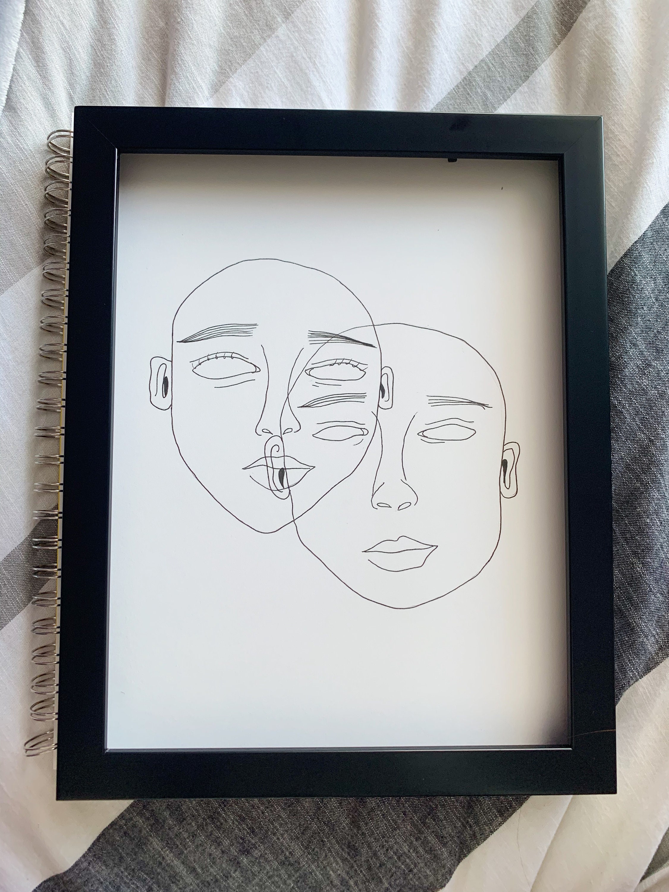 Two Faces Fine Line Art - Etsy