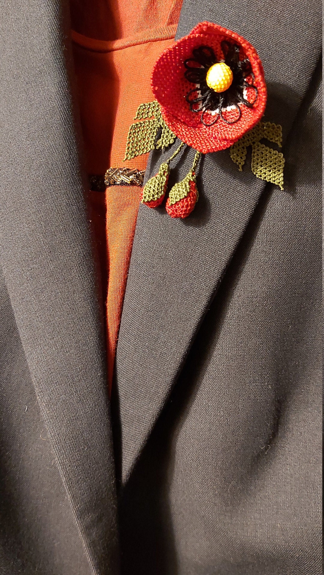 Handmade Neddle Lace Brooch Turkish Embroidery Poppy Flower - Etsy