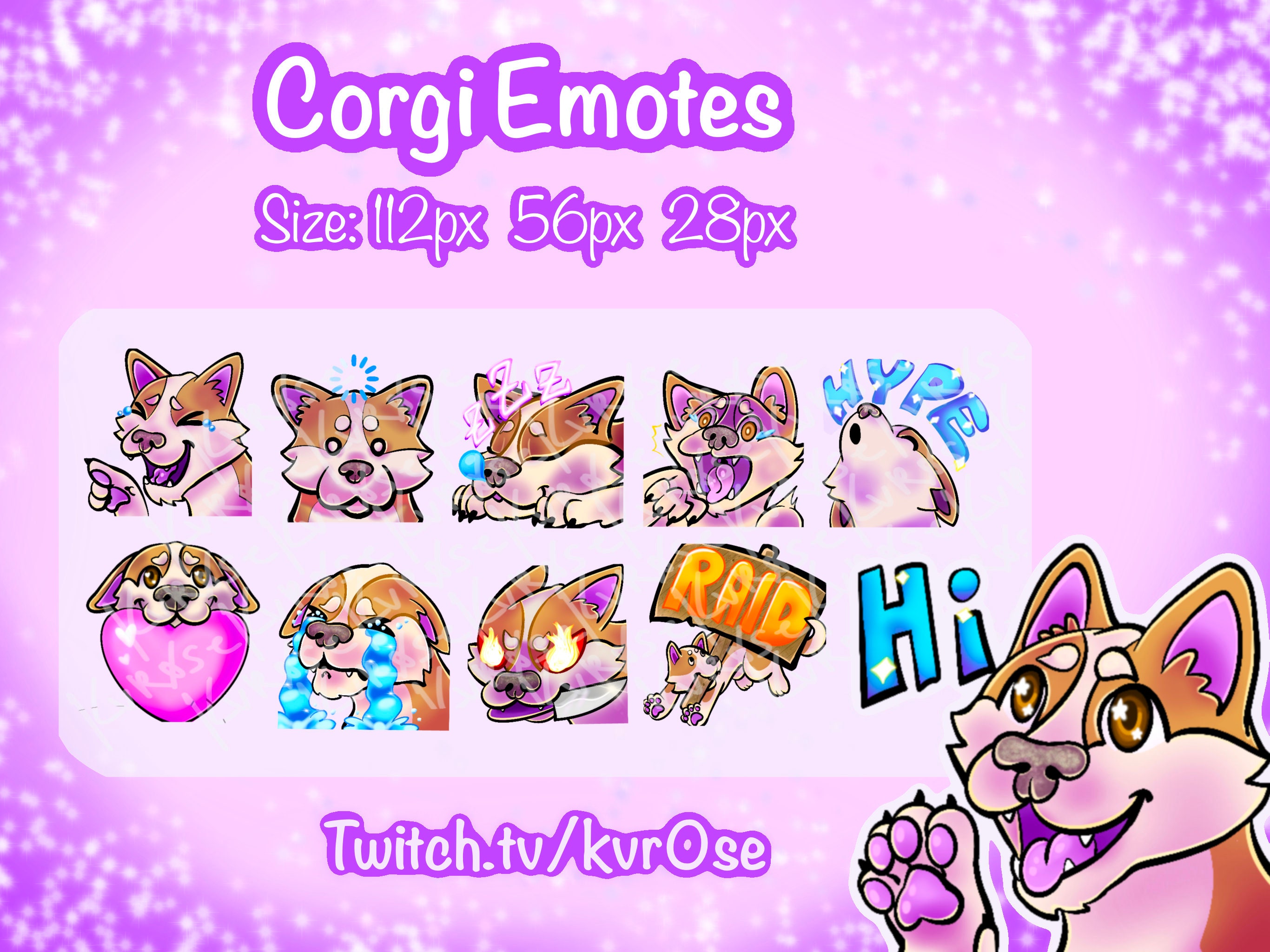 Cute Corgi Dog Twitch Emotes - Etsy