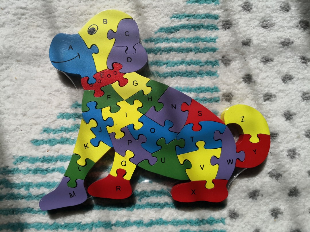 3D Wooden Jigsaw Children 26 Blocks Numbers Alphabet A to Z Safe and ...
