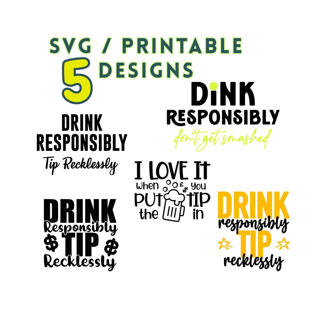Drink Carefully Tip Recklessly SVG: Funny Bar Sign Printable (digital ...