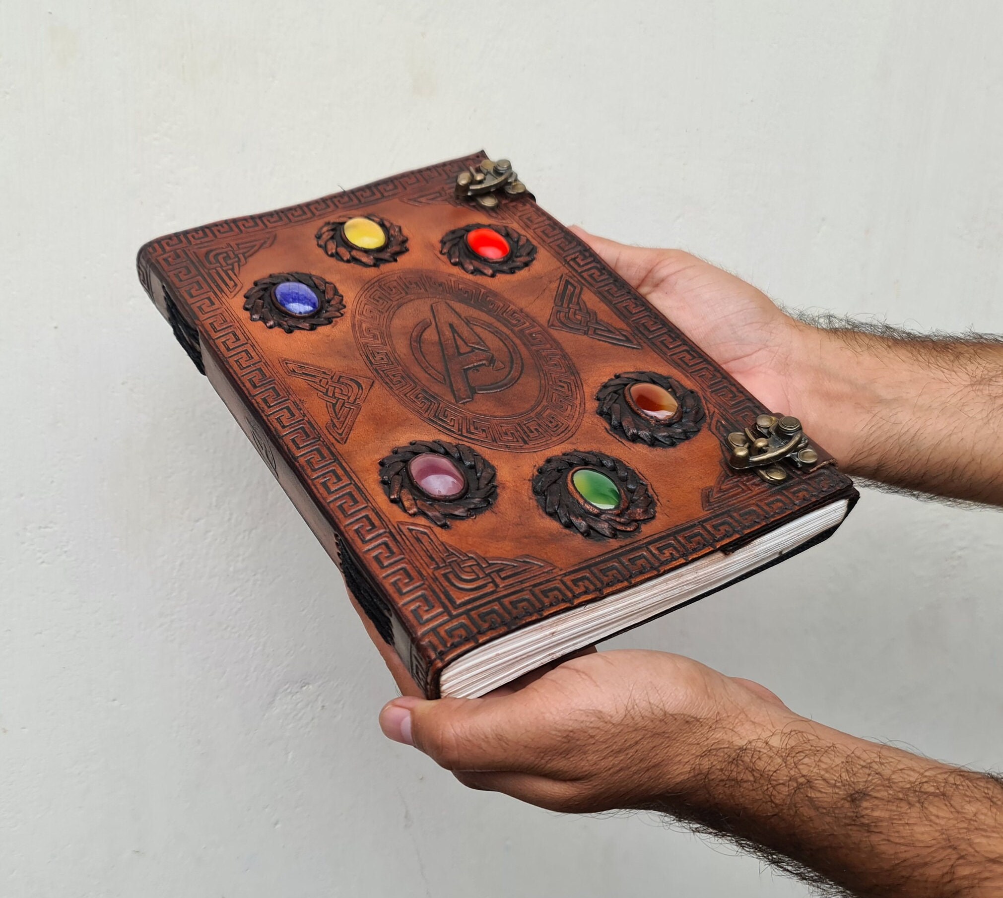 Avengers Infinity Journal, Brown Leather Journal, Thanos Gauntlet ...