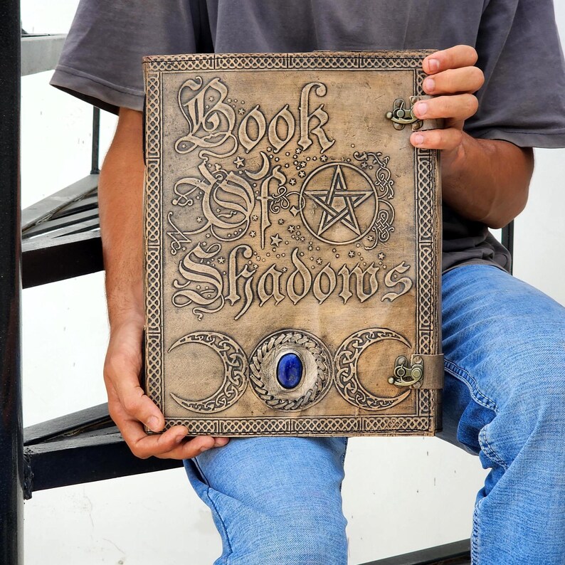 Embossed Leather Book of Shadows, Celtic Grimoire, Witch Spellbook - Etsy