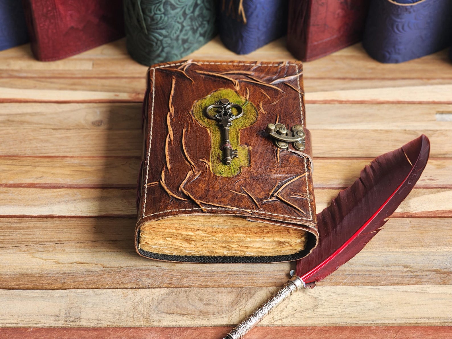 Leather Grimoire: Antique Key Spellbook - Book of Shadows 7x5 - Etsy