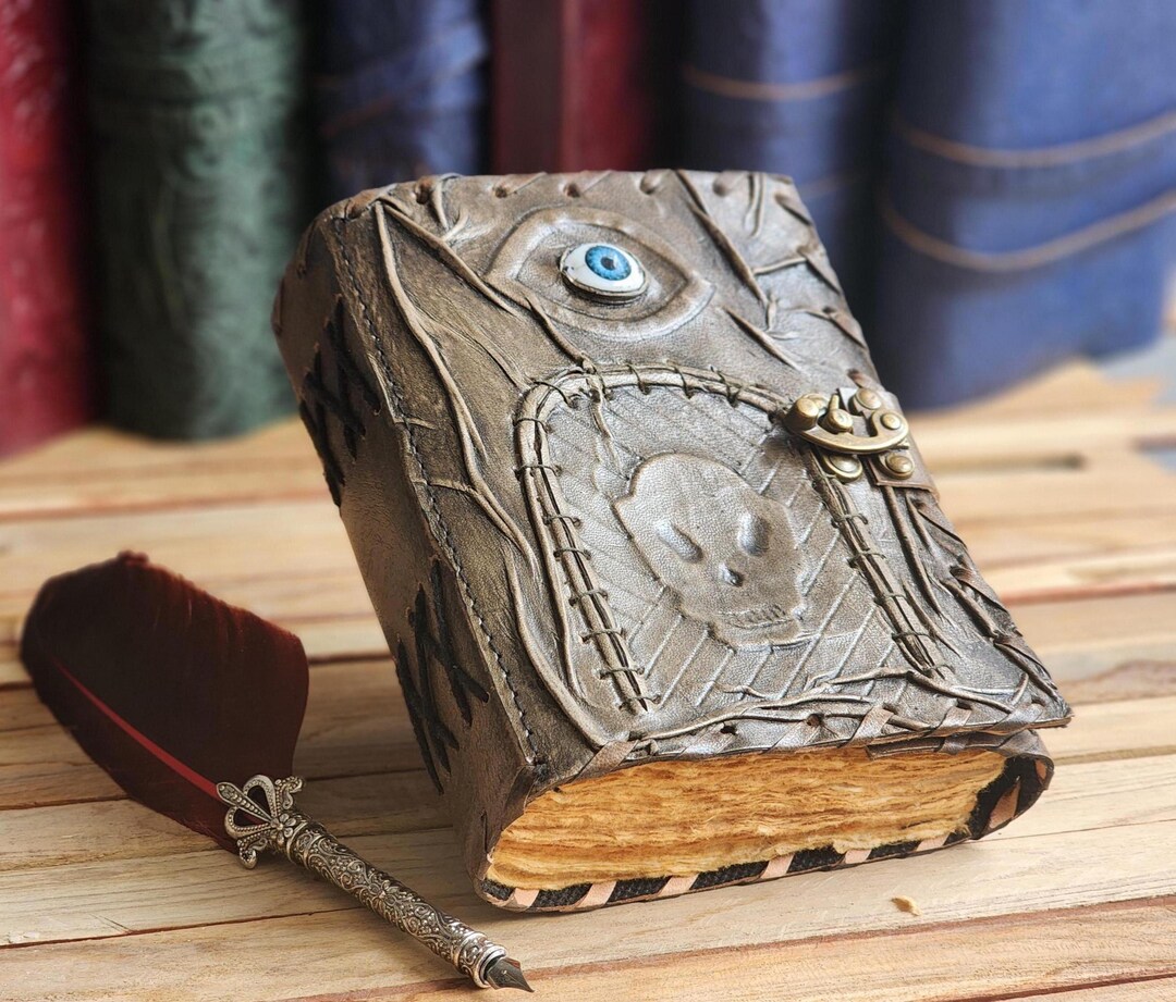 Gothic Leather Journal: Handmade Eyeball Skull Spellbook - Etsy