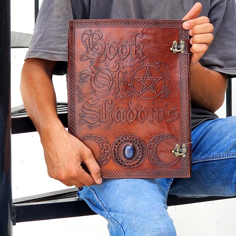 Embossed Leather Book of Shadows, Celtic Grimoire, Witch Spellbook - Etsy