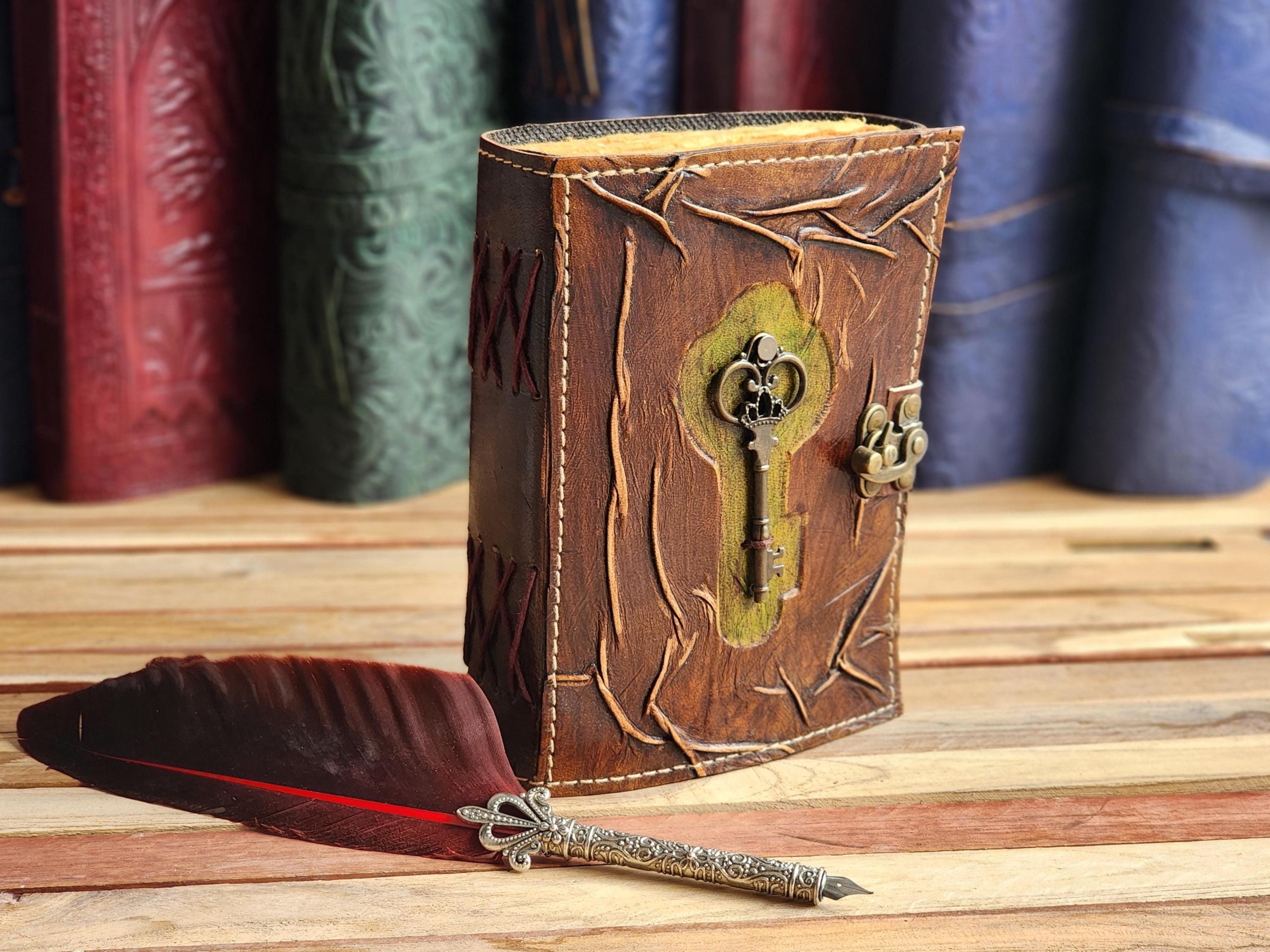 Leather Grimoire: Antique Key Spellbook - Book of Shadows 7x5 - Etsy