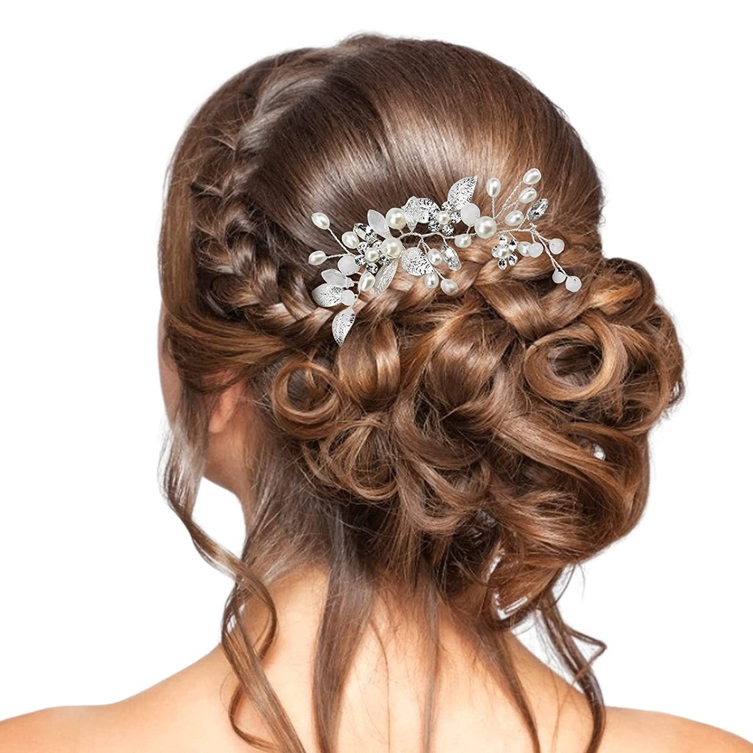 Flower Shaped Crystal Beads Hair Accessory Silver Color for - Etsy