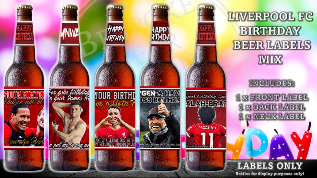 Liverpool FC Inspired Birthday Beer Label Gift - Parody Beer Labels ...