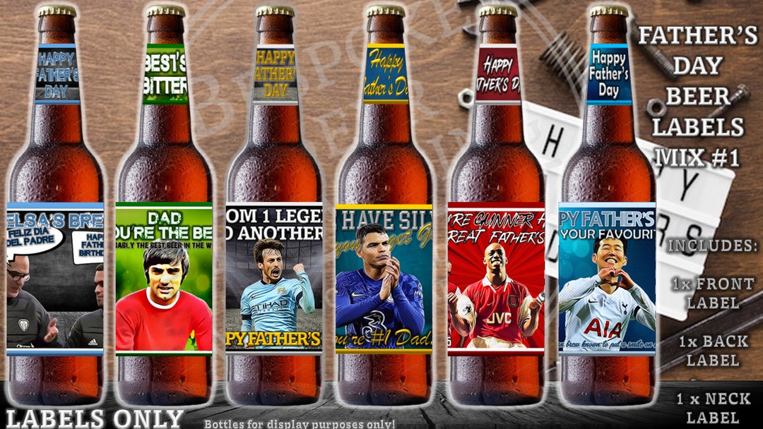 Football Father's Day Beer Label Gift Parody Personalisable Beer Labels ...