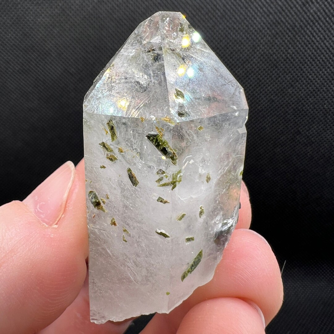 Epidote Included in Quartz Crystal - Etsy