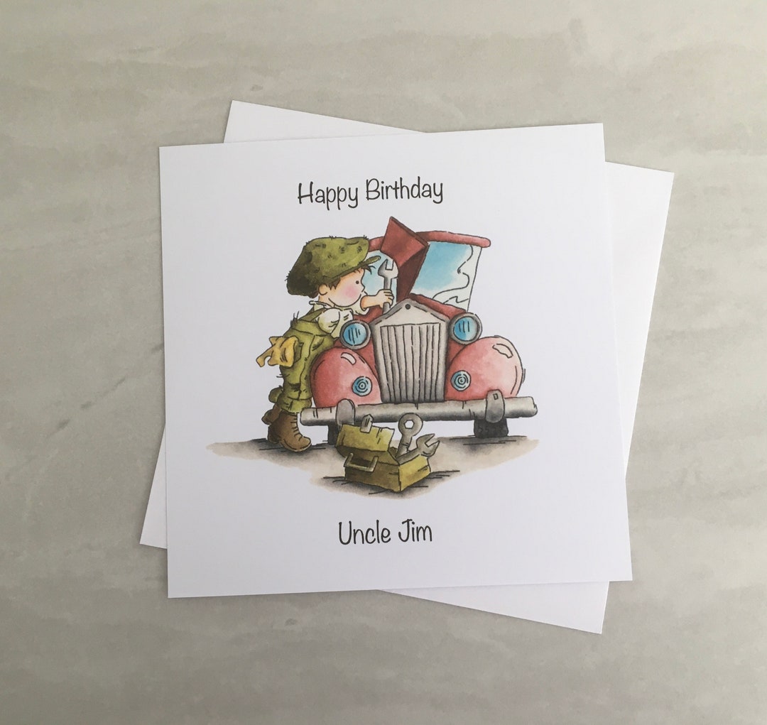 Personalised Cute Car Mechanic Birthday/father'sday/retirement Card ...