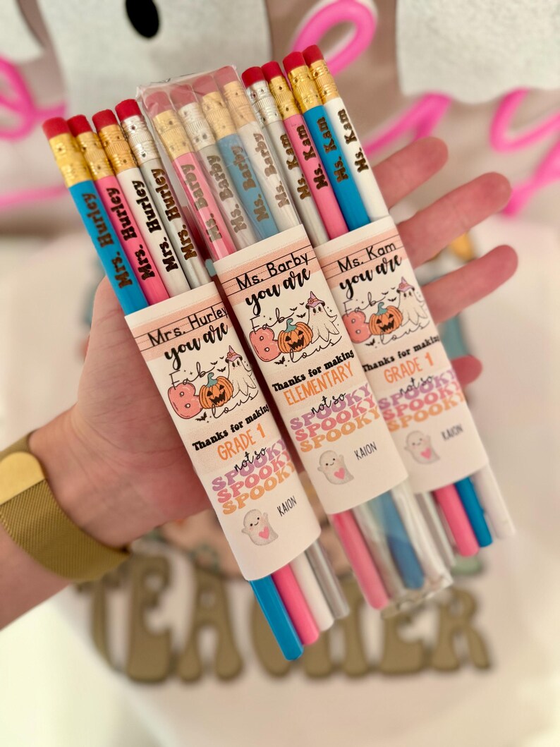 Teacher Halloween Gift! Engraved 4 Pack of Pencils! Personalized Gift ...