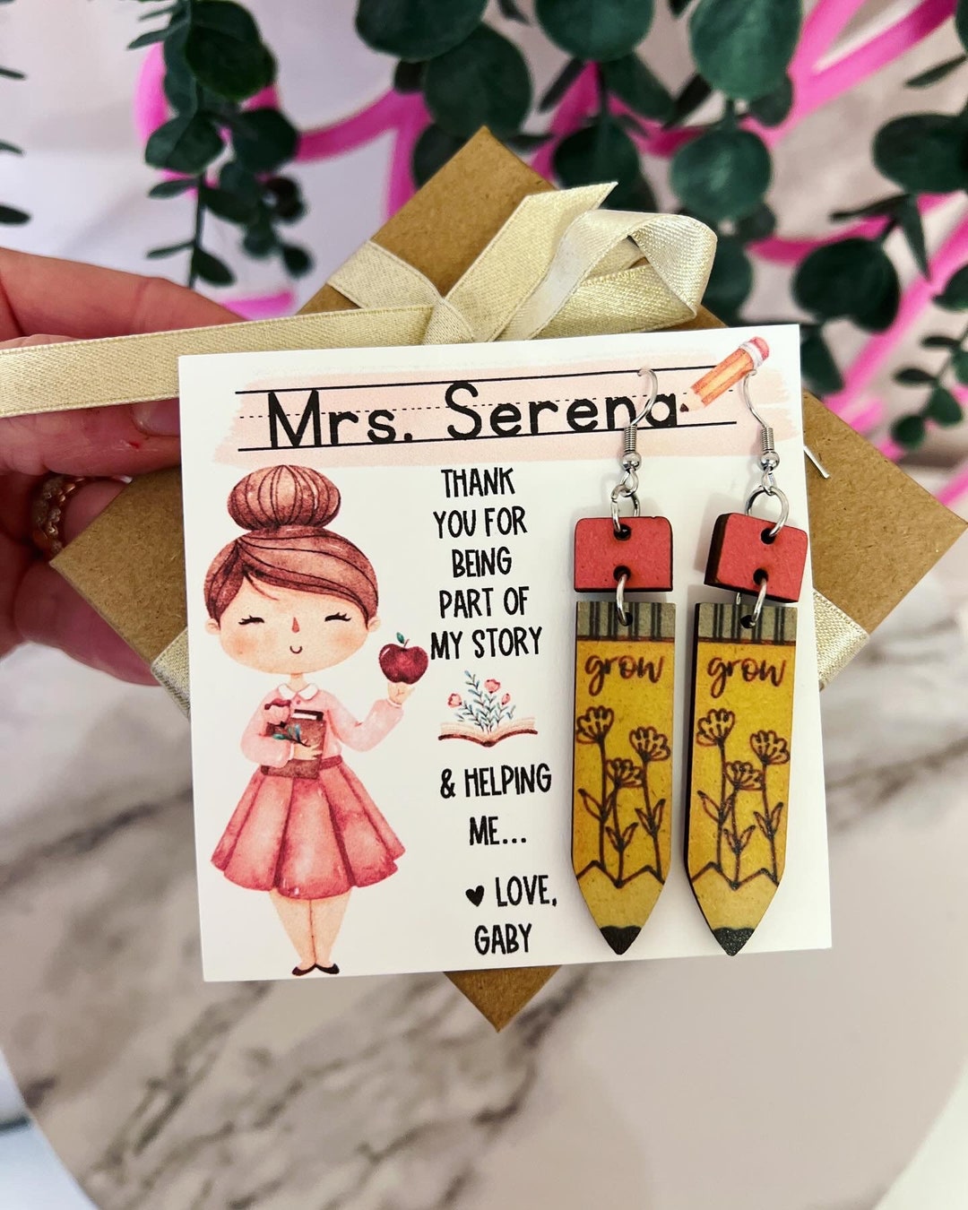 Thank You for Being Part of My Story, Teacher Thank You Pencil Earrings ...