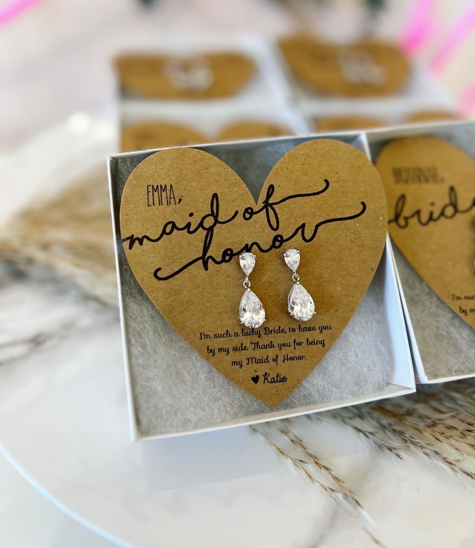 Crystal Teardrop Elegant Bridal Party Earrings, Box & High Quality ...