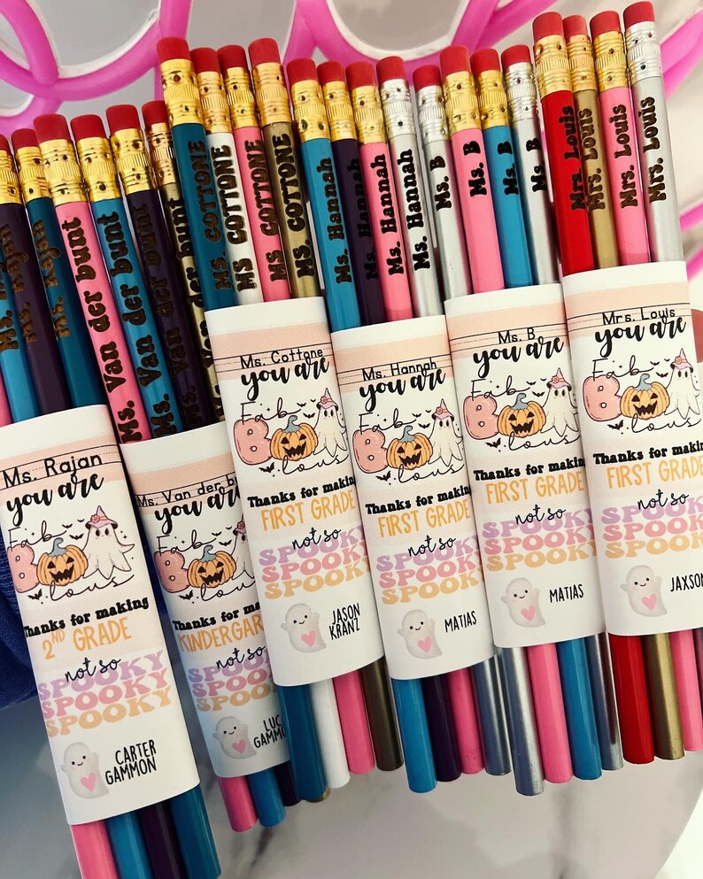 Teacher Halloween Gift! Engraved 4 Pack of Pencils! Personalized Gift ...