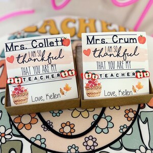 Fall Teacher Apple Bracelet! Personalized Fall Gift Tag Included With ...