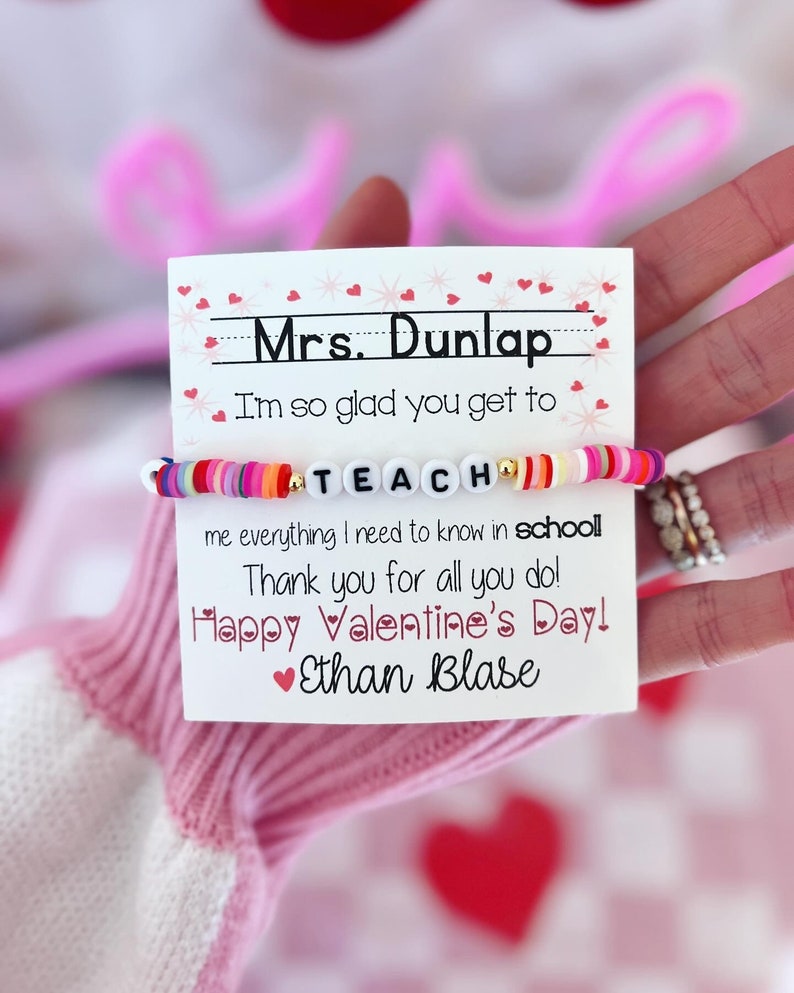 I'm so Glad You TEACH Me! Valentine's Day Teacher Gift! Teach Bracelet ...
