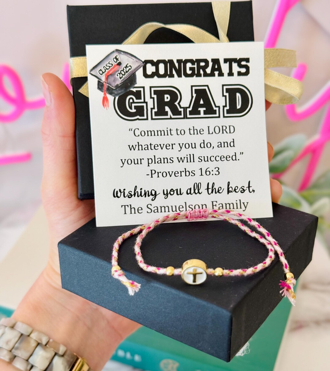 Congrats Grad! Cross Bracelet & Bible Verse Graduation Card, Graduation ...