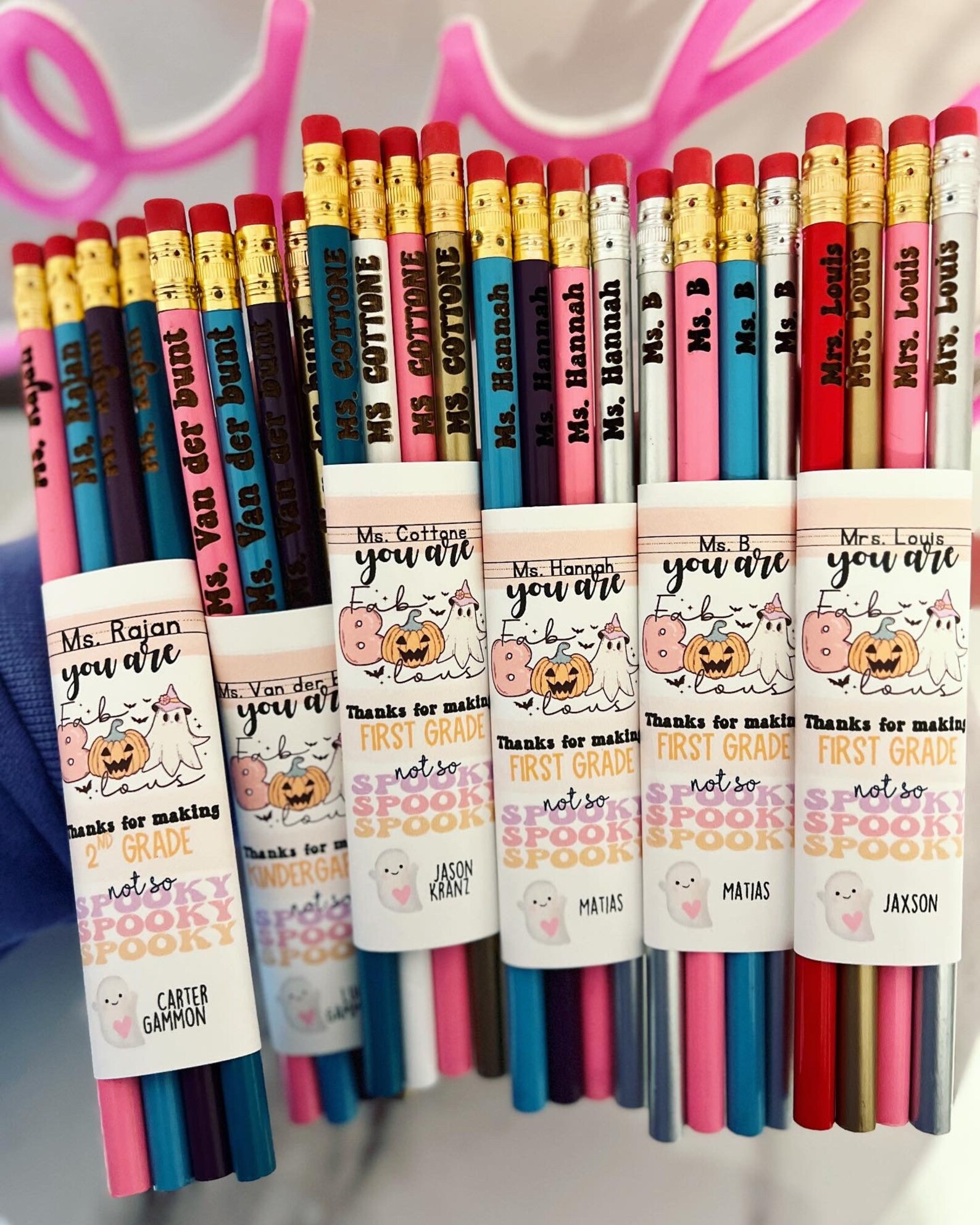 Teacher Halloween Gift! Engraved 4 Pack of Pencils! Personalized Gift ...