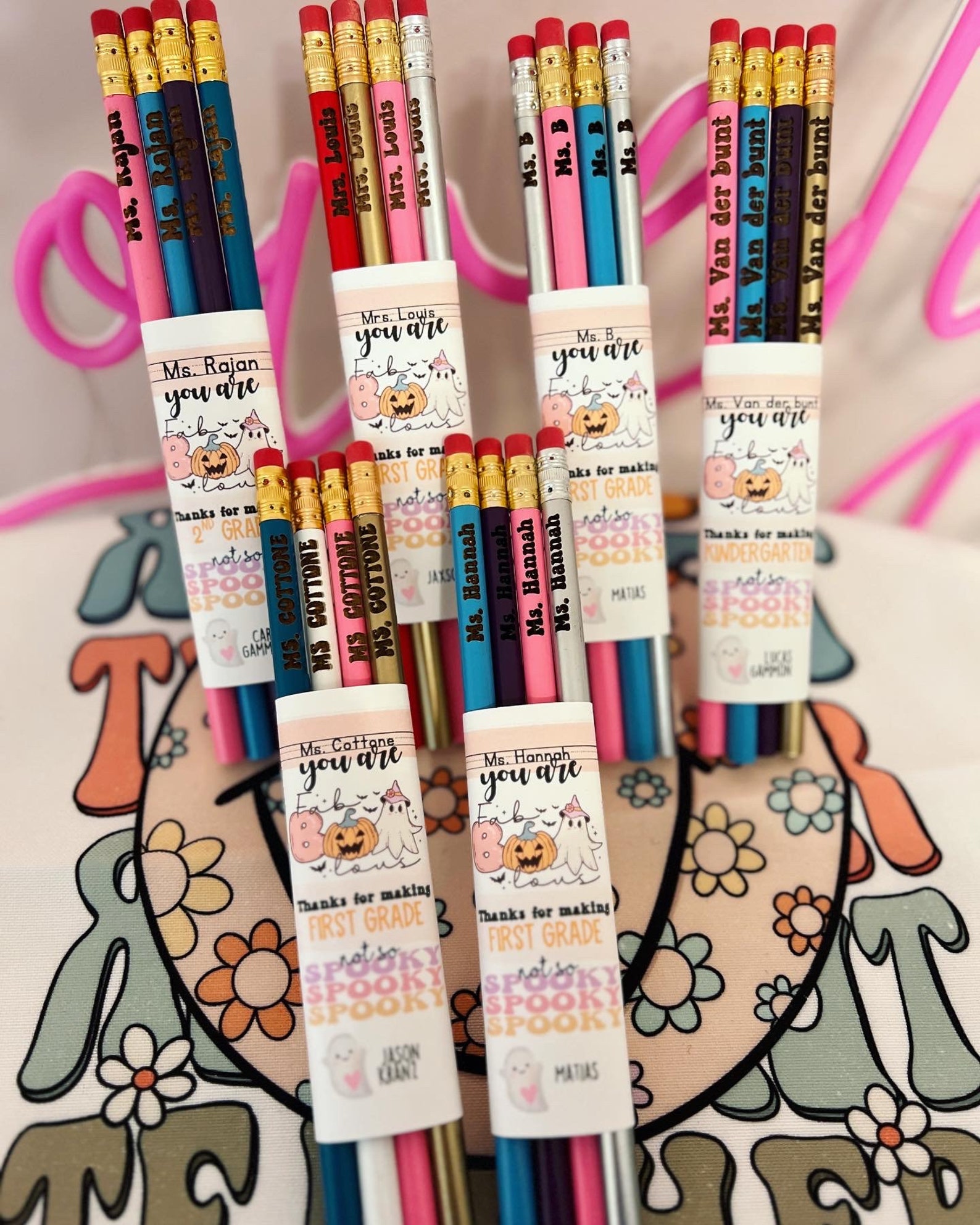 Teacher Halloween Gift! Engraved 4 Pack of Pencils! Personalized Gift ...