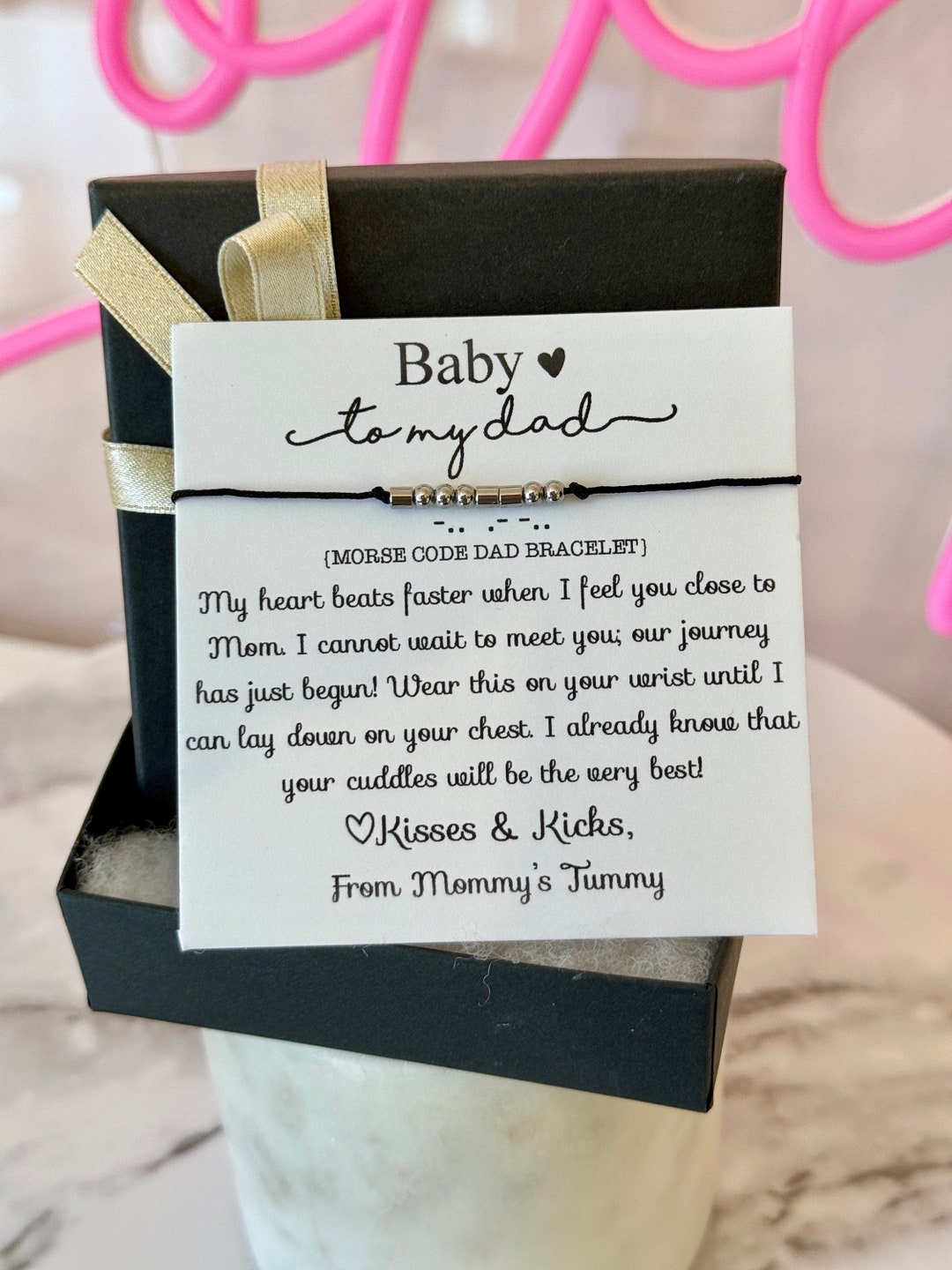 New Dad Morse Code "dad" Bracelet, Congratulations Baby Gift, Pregnancy ...