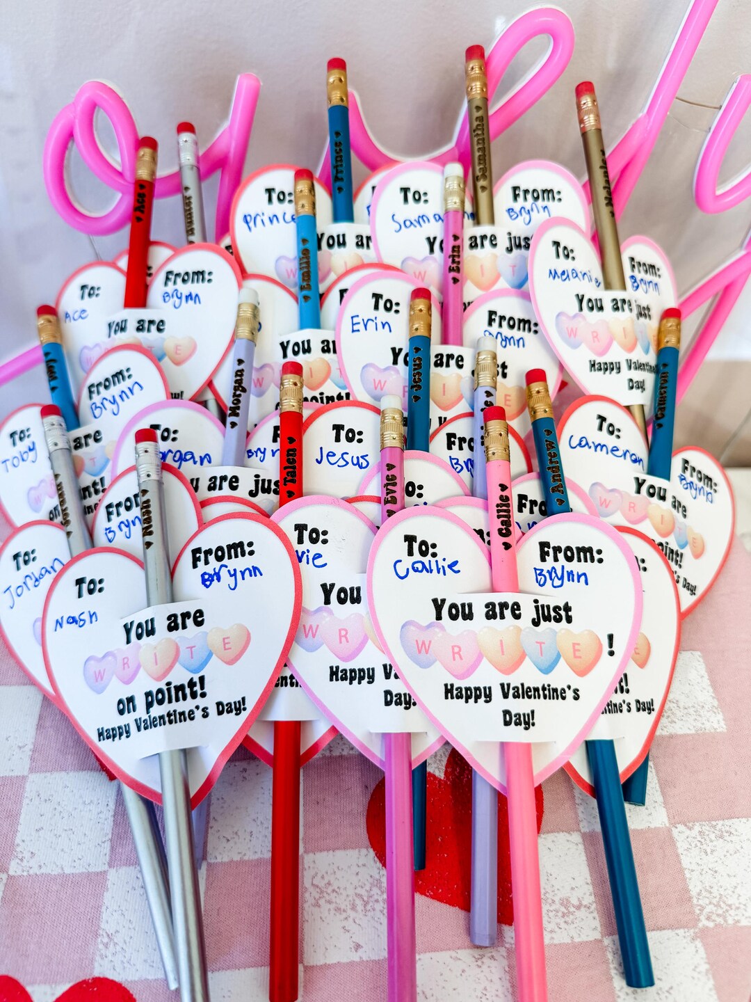 Class Valentine Gift! Personalized Engraved Name Pencil With Valentine ...