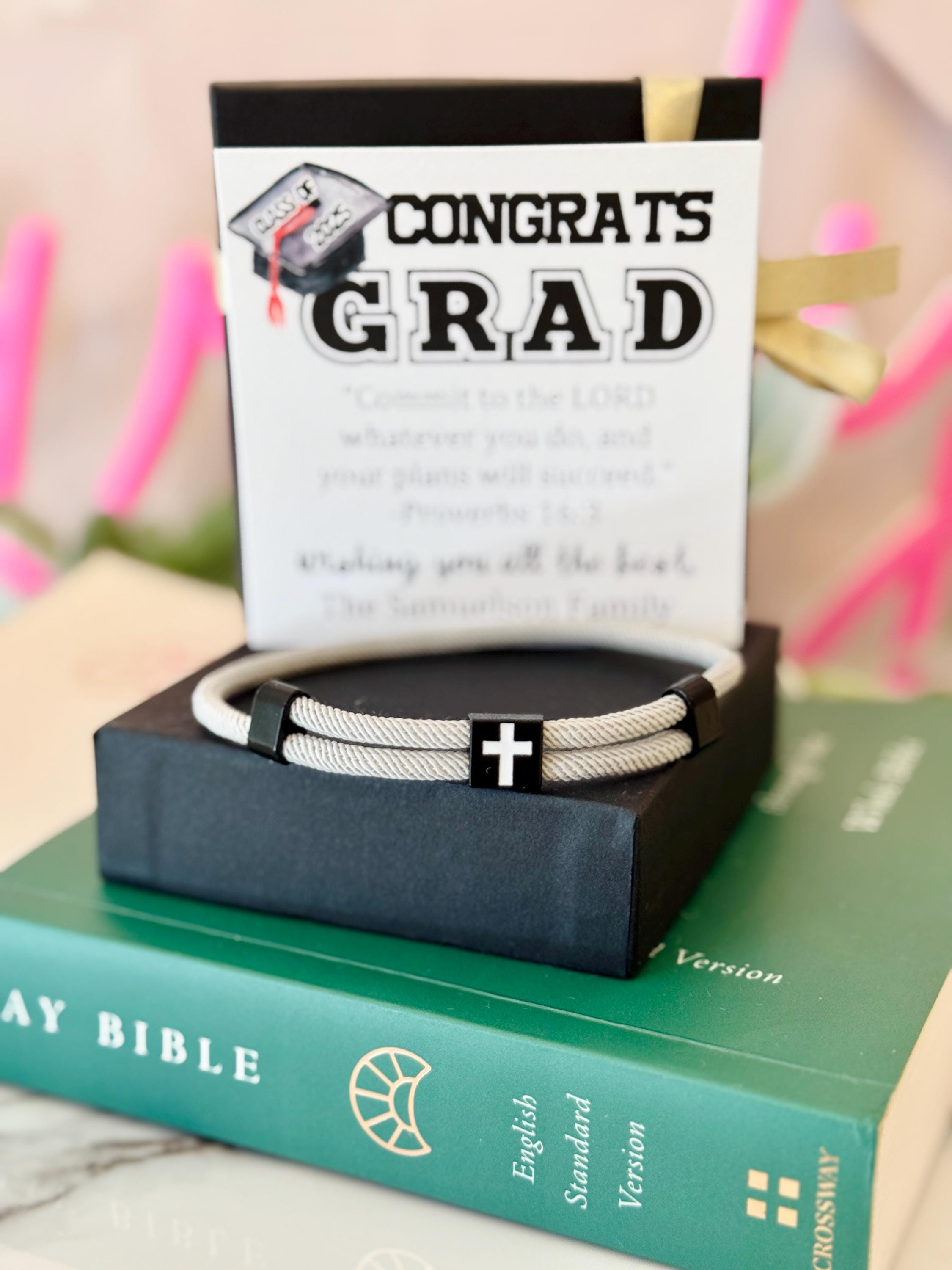 Congrats Grad Adjustable Cross Bracelet,graduation Gift, Stainless ...
