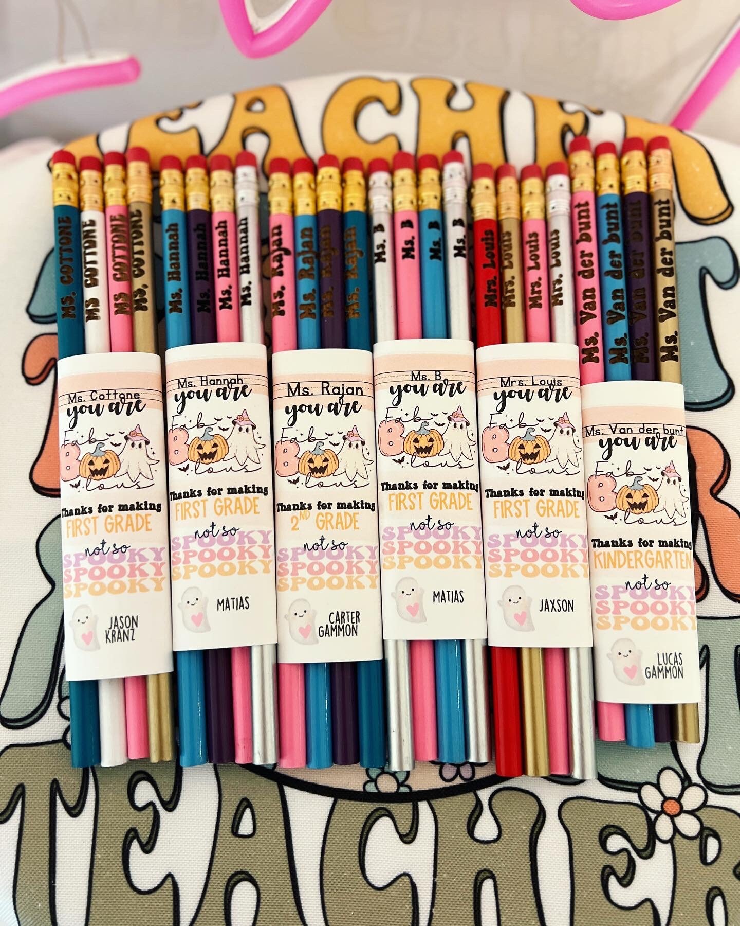 Teacher Halloween Gift! Engraved 4 Pack of Pencils! Personalized Gift ...