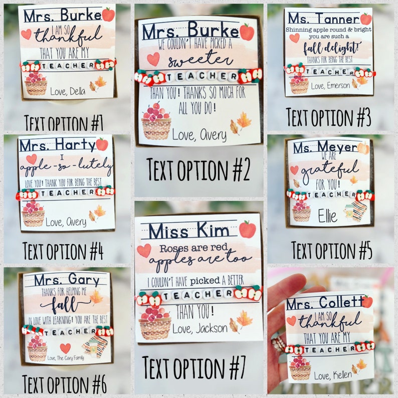 Fall Teacher Apple Bracelet! Personalized Fall Gift Tag Included With ...