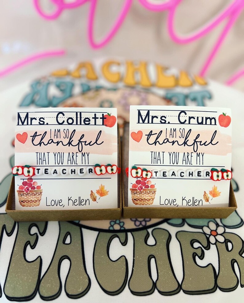 Fall Teacher Apple Bracelet! Personalized Fall Gift Tag Included With ...