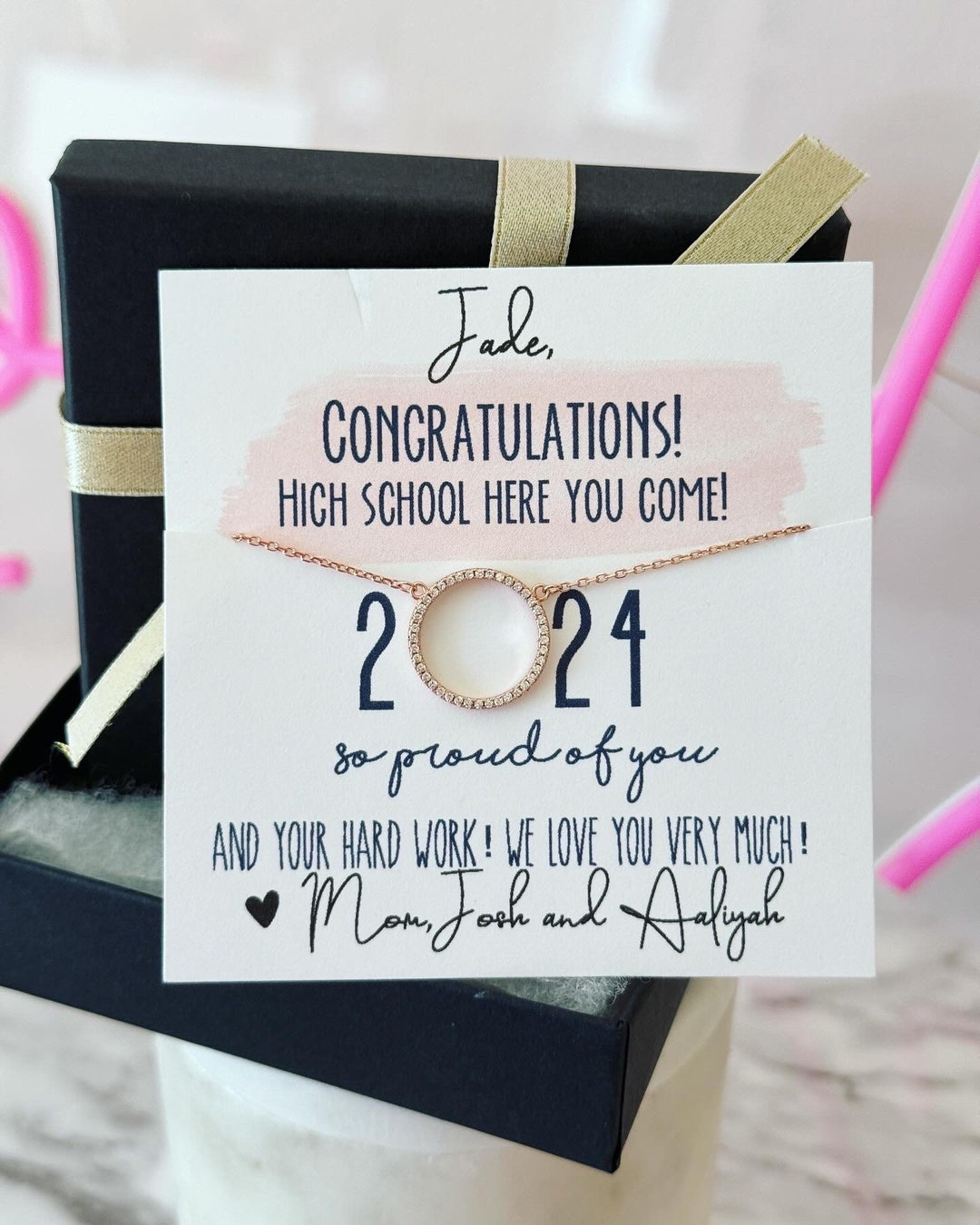 Middle School Graduation Gift Circle Pendant Necklace - Etsy