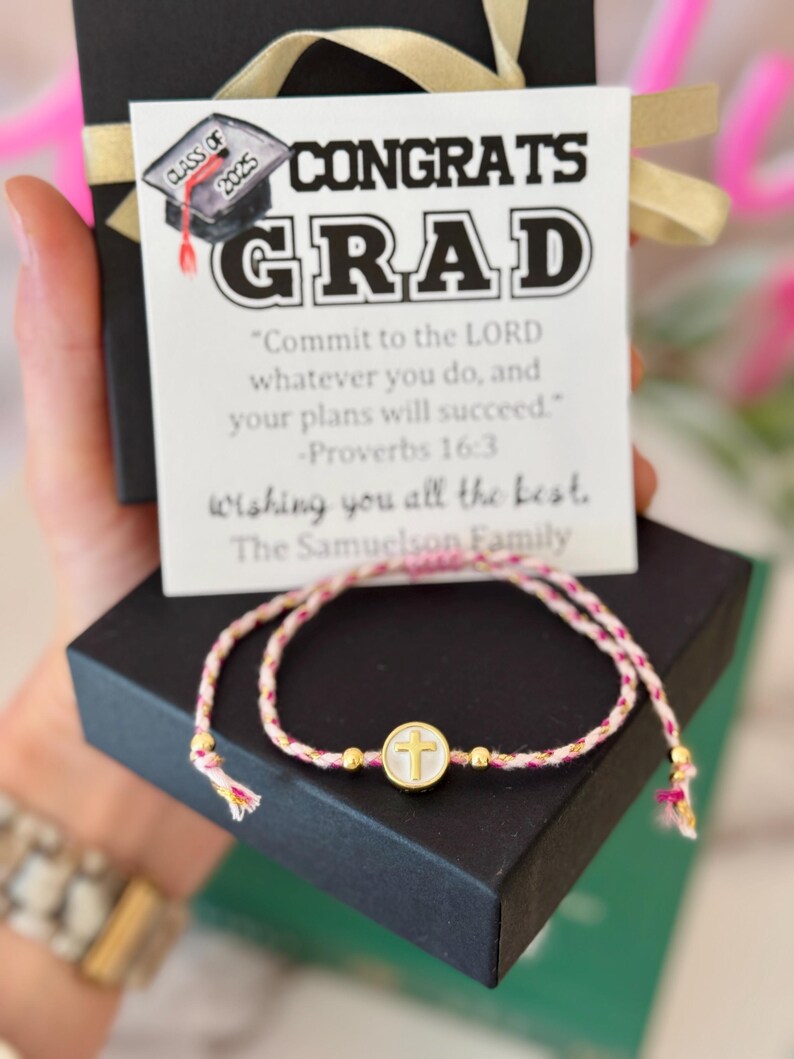 Congrats Grad! Cross Bracelet & Bible Verse Graduation Card, Graduation ...