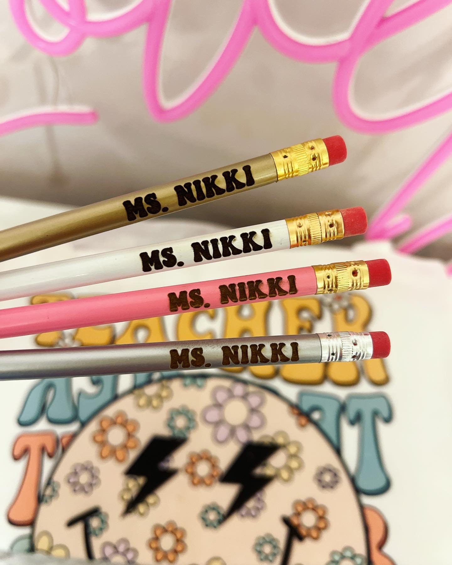 Teacher Halloween Gift! Engraved 4 Pack of Pencils! Personalized Gift ...
