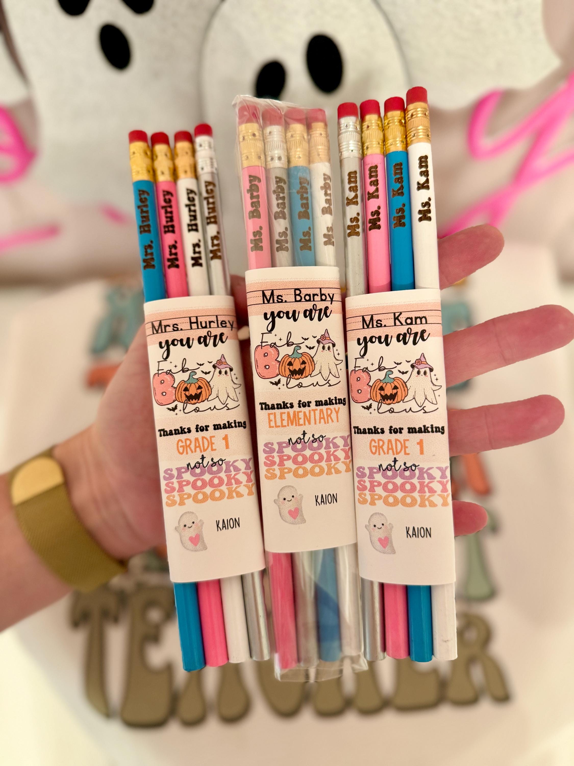 Teacher Halloween Gift! Engraved 4 Pack of Pencils! Personalized Gift ...