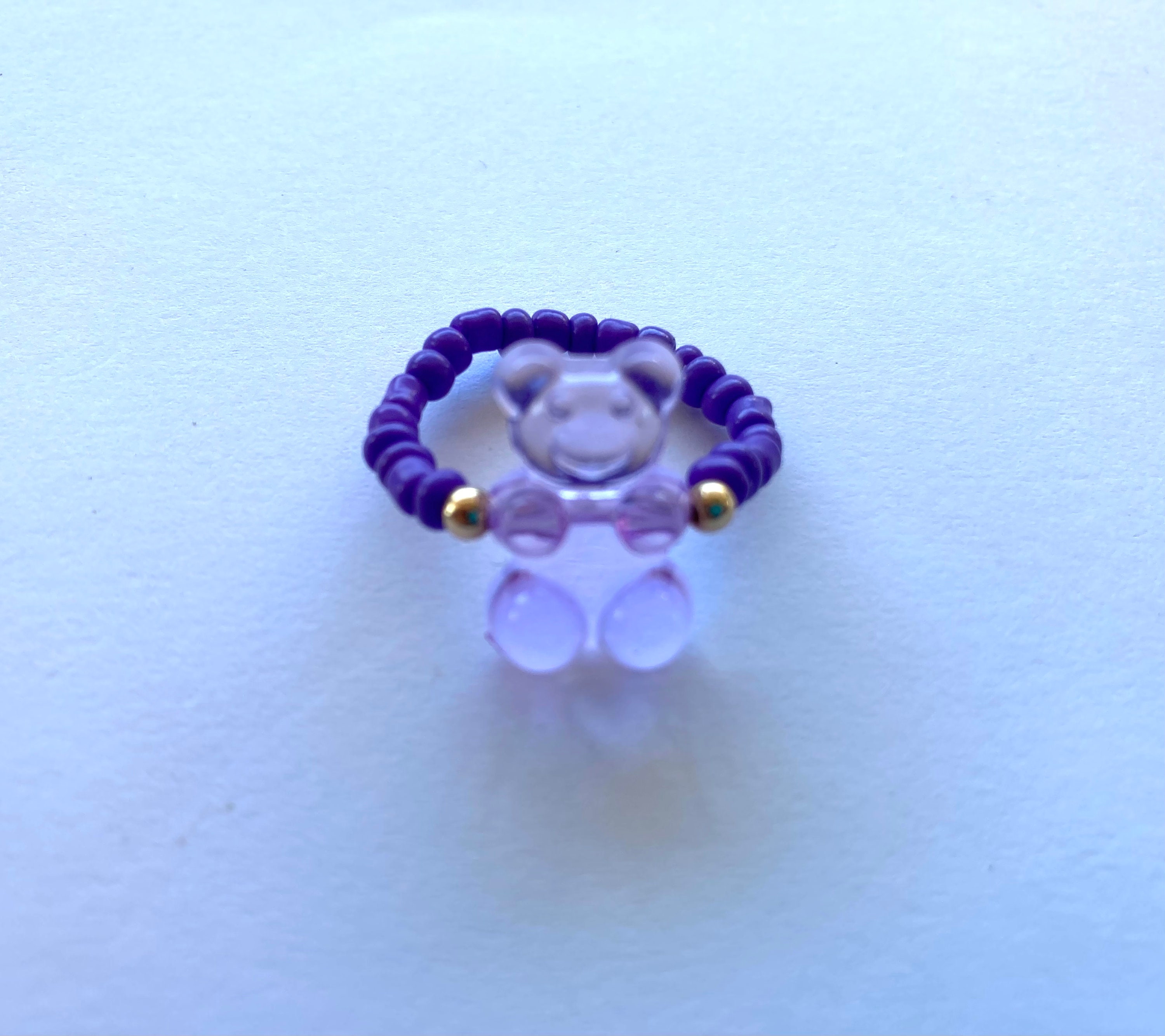 Kawaii Gummy Bear Resin Ring, Beaded Gummy Bear Ring, Candy Ring ...