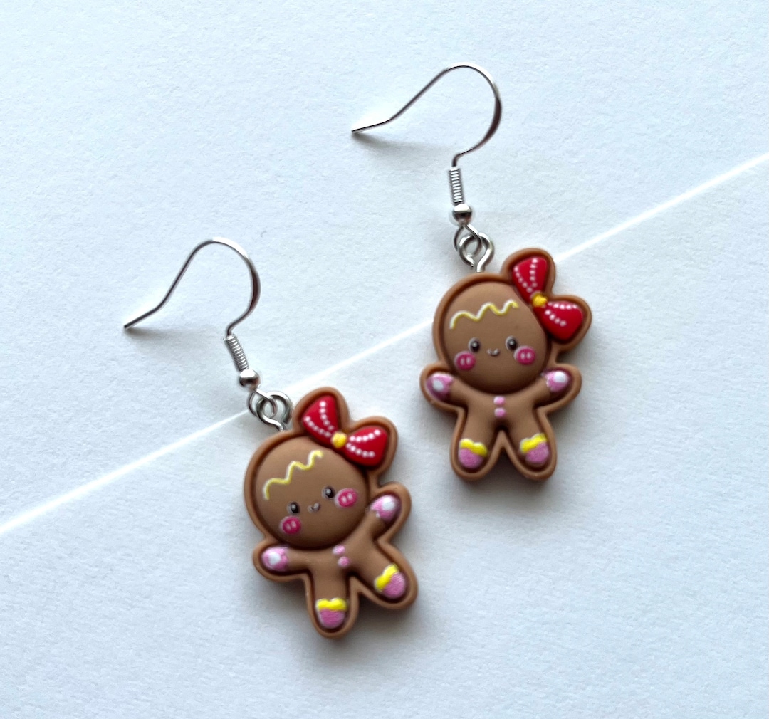 Christmas Gingerbread Girl Dangle Earrings, Resin Gingerbread Girl ...