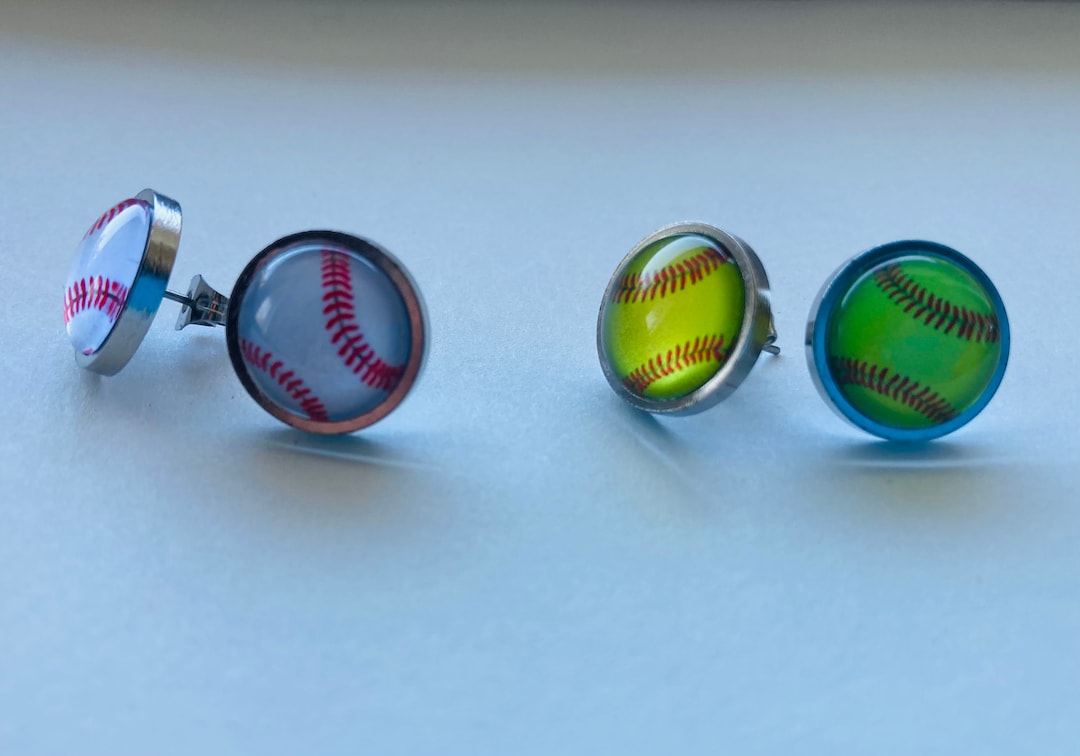 Baseball & Softball Stud Earrings, Sports Stud Earrings, Sports Fan ...