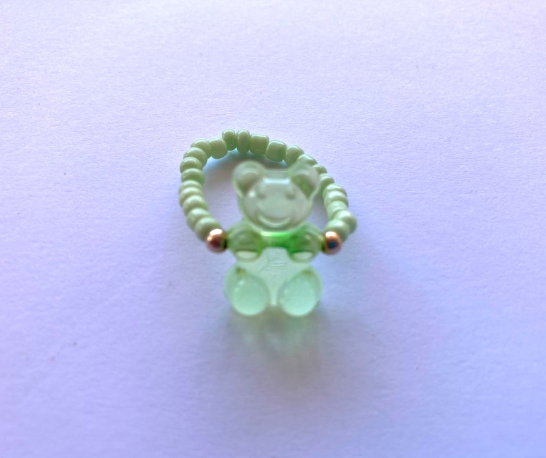 Kawaii Gummy Bear Resin Ring, Beaded Gummy Bear Ring, Candy Ring ...