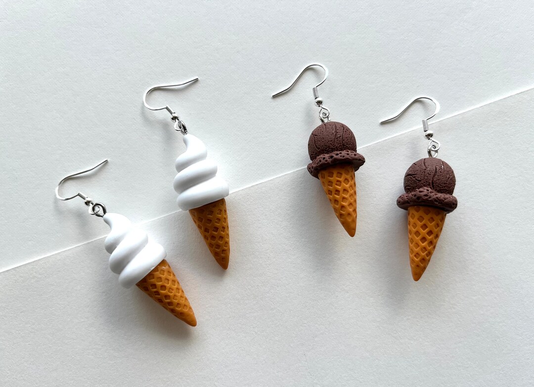 Ice Cream Cone Dangle Earrings, Fun Food Jewelry, Hypoallergenic - Etsy