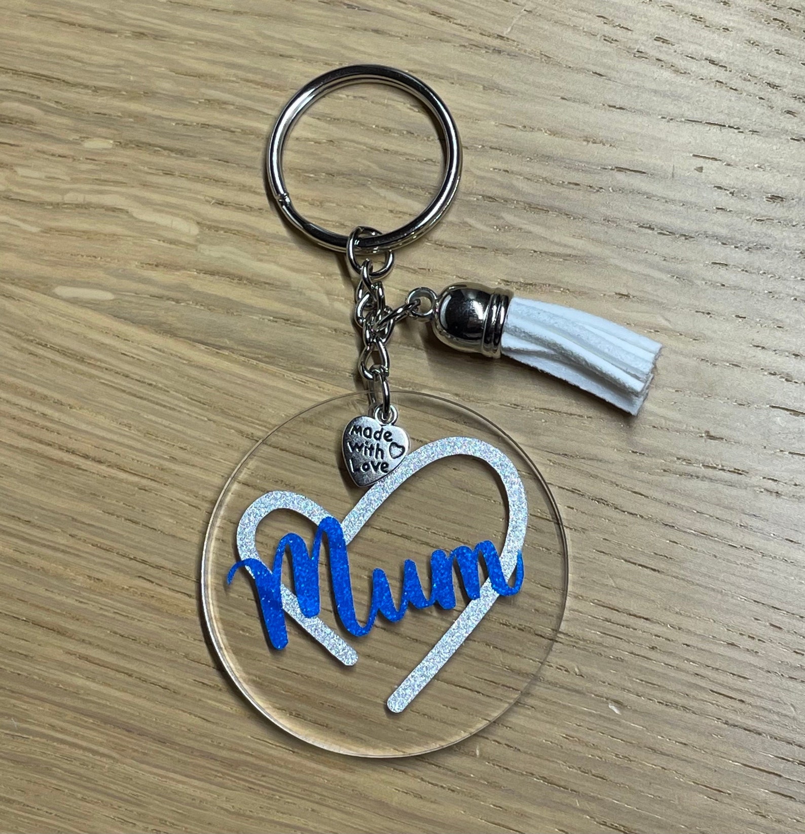 5cm Round Mother's Day Acrylic Keychain With Tassel and Made With Love ...