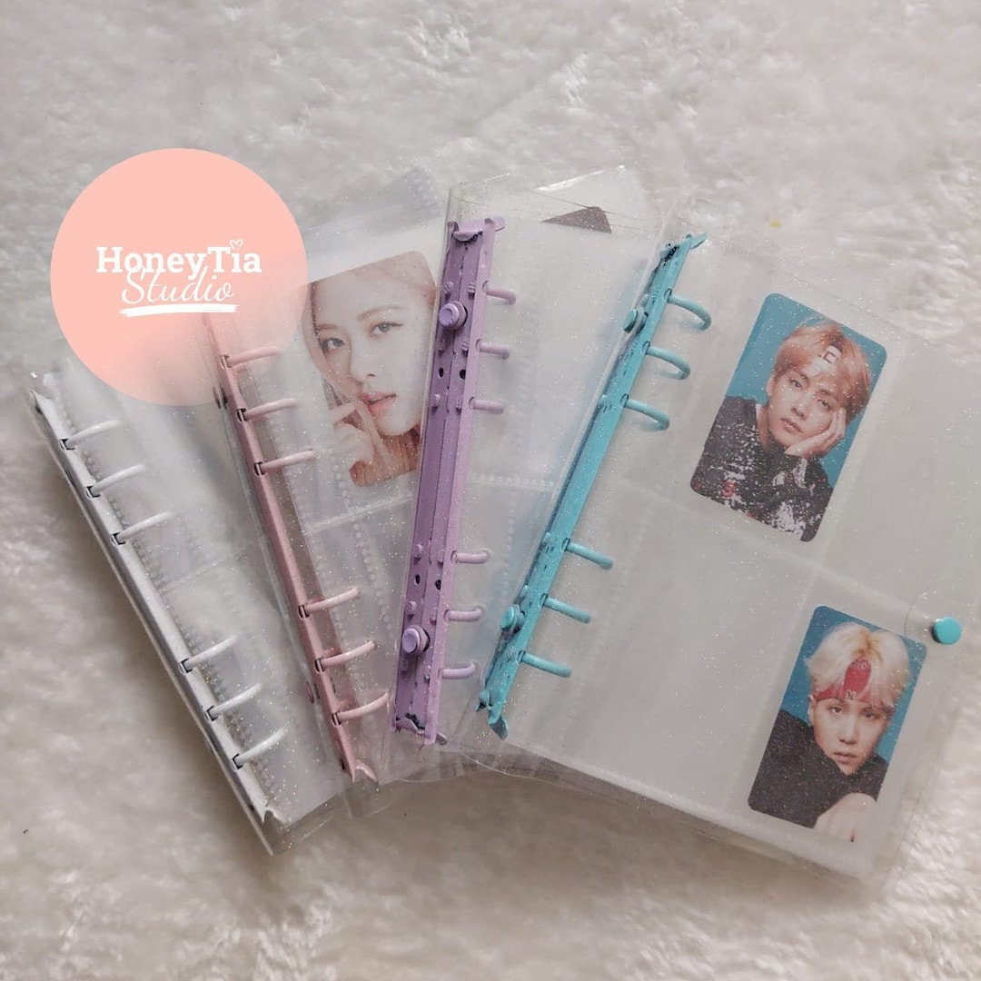 Sparkly or Clear Photocard Album Deco Binder | KPOP Glitter Pastel 4 ...