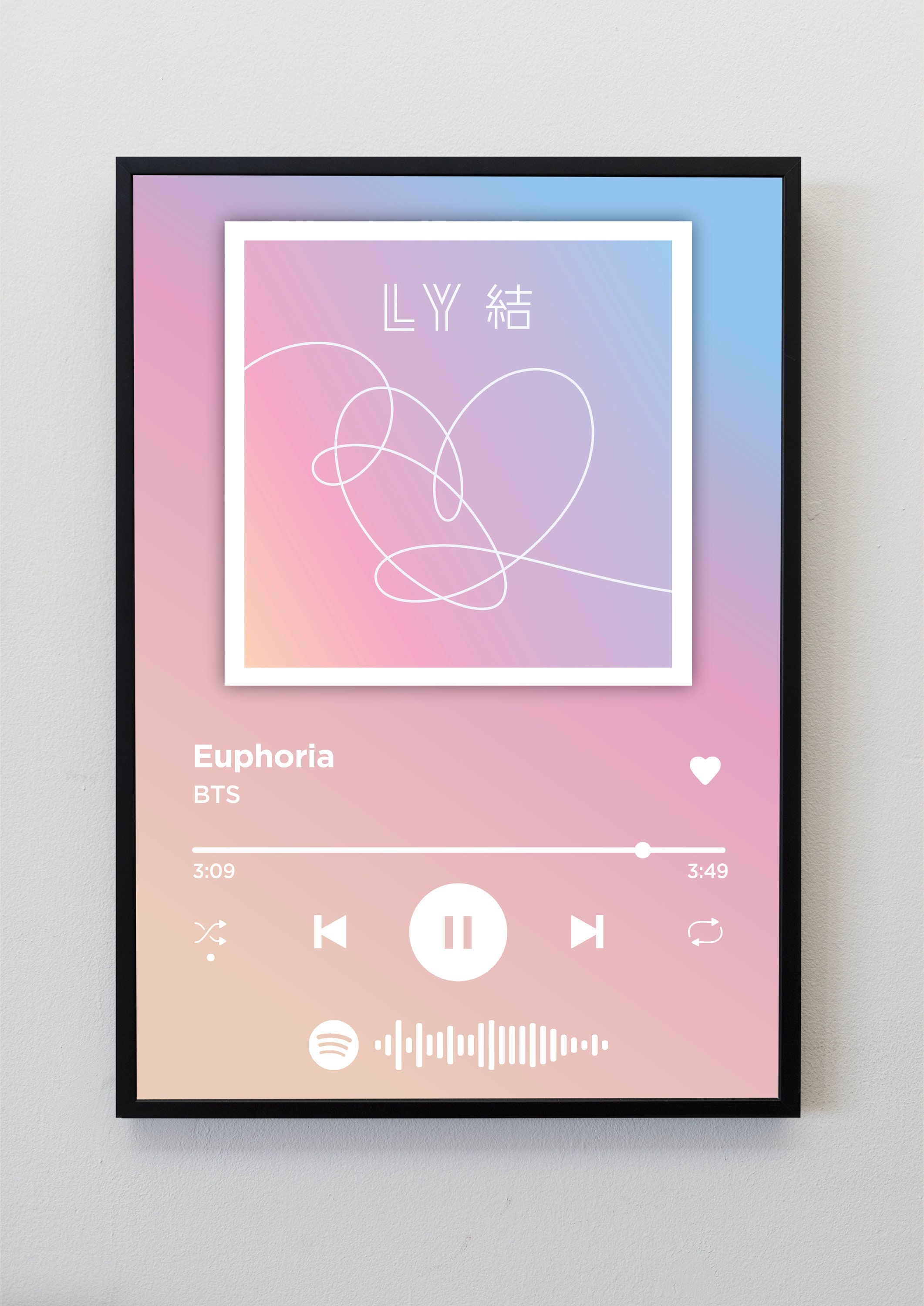 BTS Album Spotify Print K-pop Wall Art Custom A4 Bangtan | Etsy