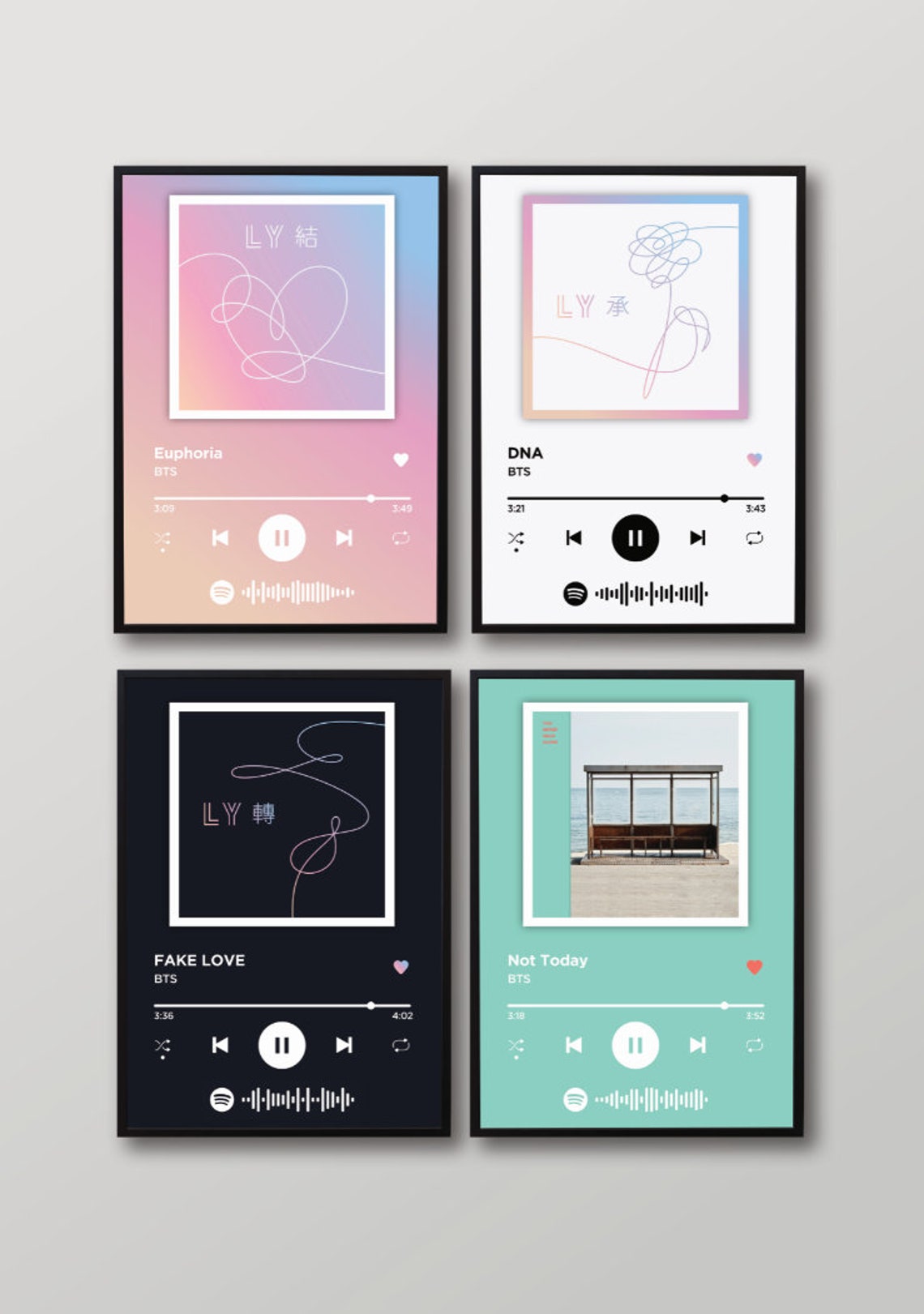 BTS Album Spotify Print K-pop Wall Art Custom A4 Bangtan | Etsy