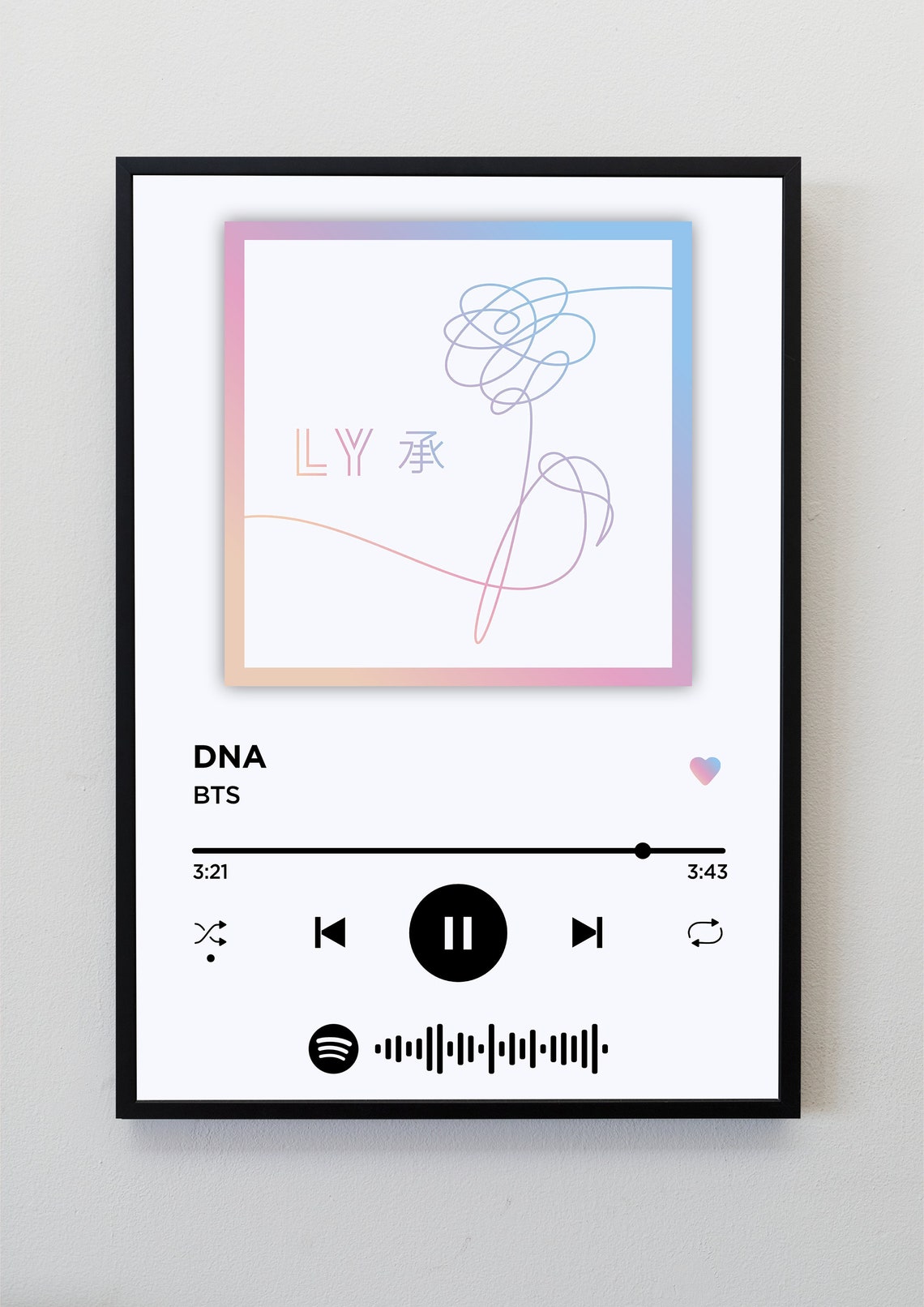 BTS Album Spotify Print K-pop Wall Art Custom A4 Bangtan | Etsy