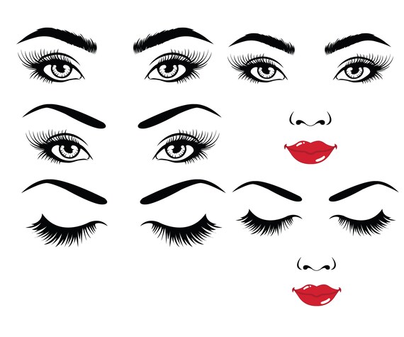 Visage femme svg Visage femme Visage dames Sourcils Cils | Etsy France