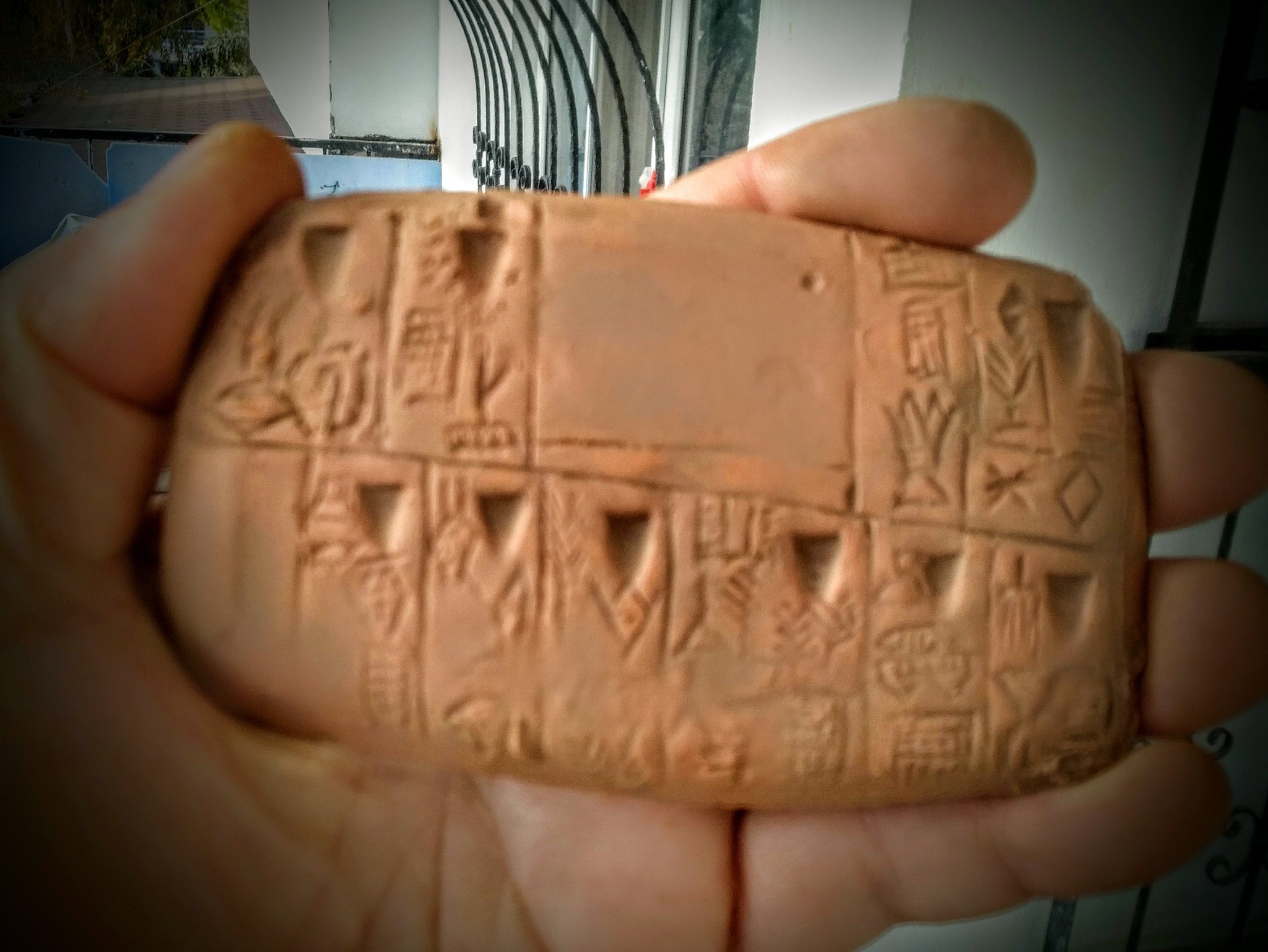 Clay Tablet Inscribed With an Archaic Pictographic Script. Originating ...