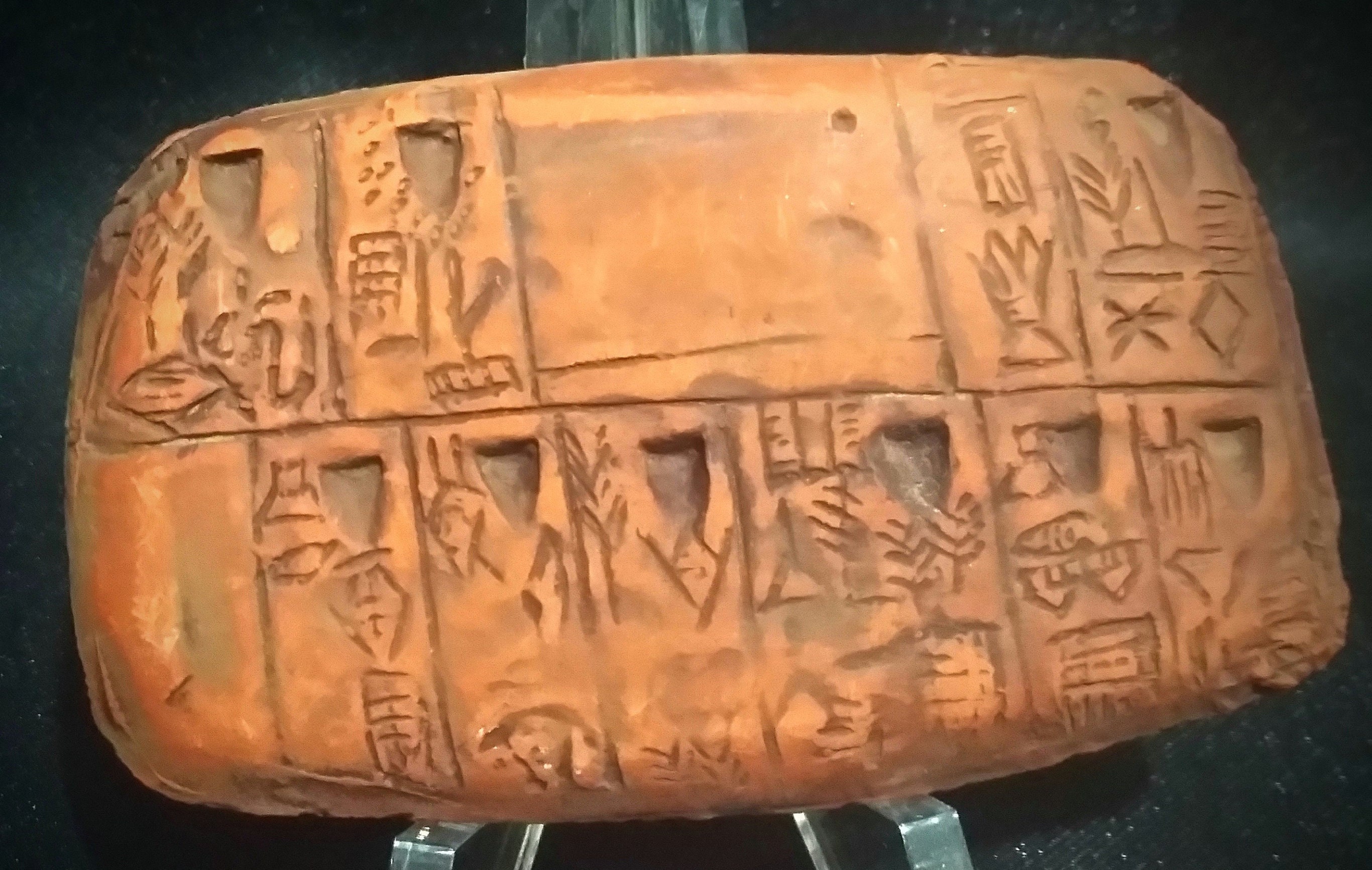 Clay Tablet Inscribed With an Archaic Pictographic Script. Originating ...